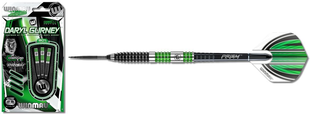Winmau "Daryl Gurney" Steeldart Spezial Edition - Schwarz mit Grün, 22g ...